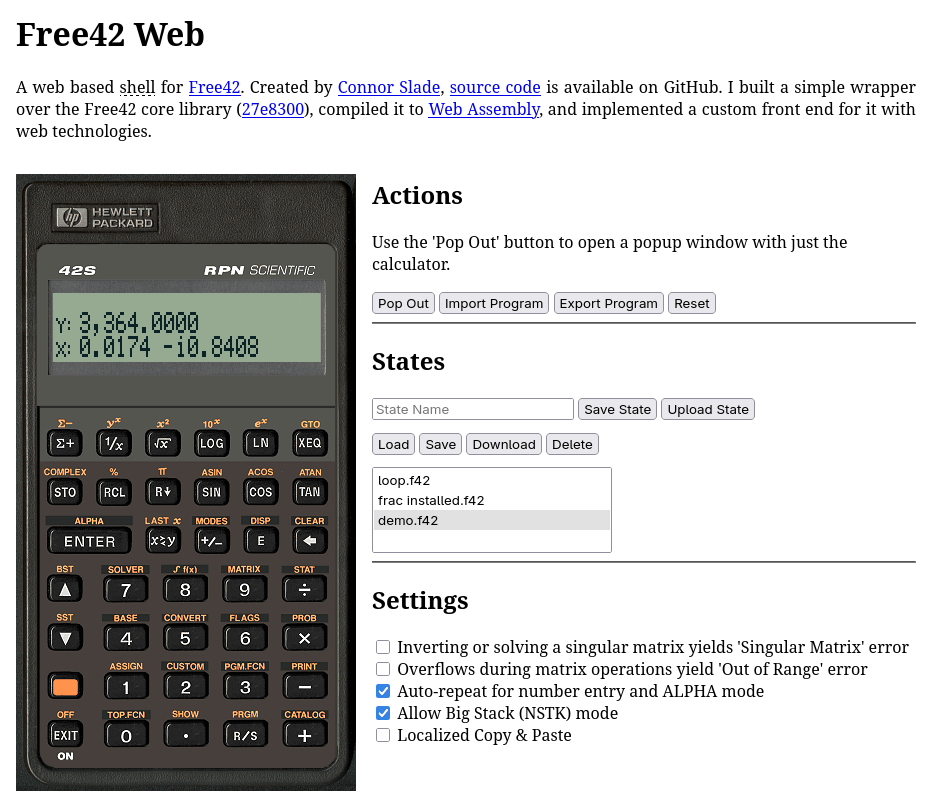 Free42 Web — Connor Code
